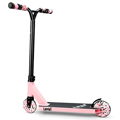 Limit LMT68 Mini Pro Kick Stunt Scooter-Short and Small Freestyle Trick Scooters for Kids Ages 5 Years and Up-Professional Complete BMX Scooter Perfect for Beginners Children Boys and Girls Gifts Pink