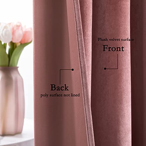 Timeper Mauve Velvet Curtains - Wild Rose Pink Light Blocking Bedroom Curtains 96 inches for Kids Gilrs, Back Tab Luxury Curtains for Dining/Nursery, W52 x L96, 2 Panels