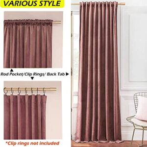 Timeper Mauve Velvet Curtains - Wild Rose Pink Light Blocking Bedroom Curtains 96 inches for Kids Gilrs, Back Tab Luxury Curtains for Dining/Nursery, W52 x L96, 2 Panels