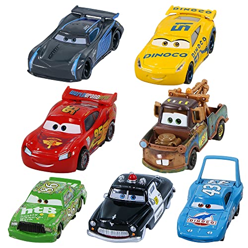 7PCS Car Toys 2 3 Cruz Sheriff The King Jackson Car Diecast Toy Set for Kids Boys