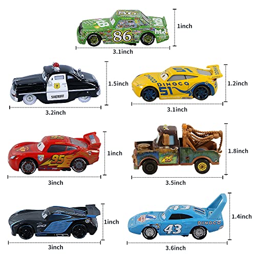 7PCS Car Toys 2 3 Cruz Sheriff The King Jackson Car Diecast Toy Set for Kids Boys