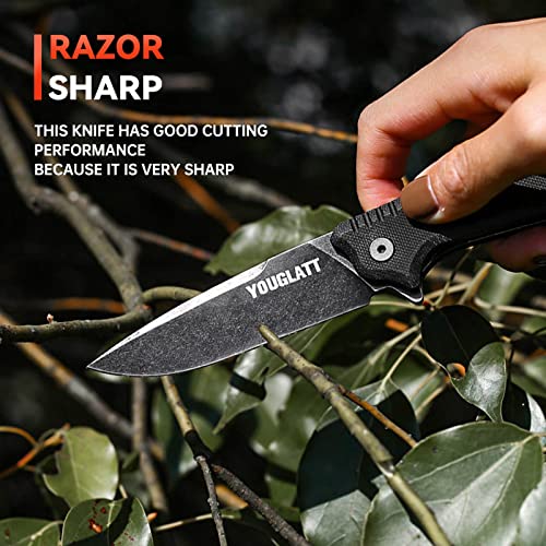 youglatt Folding Pocket Knife, D2 Steel Quality Blade G10 Handle Folding Knife, Sharp and Durable, Easy to Carry, Suitable for Collection, Outdoor Camping