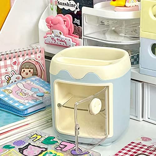 Zyners Pen Holder Pencil Organizer with Drawer for kids, Cosmetic Makeup Brushes Holder for Dressing Table, Pig Nose Cute Pen Holder for Kids, Office, Desk, School(Blue)