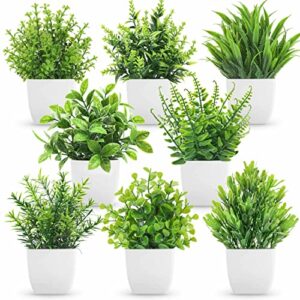 der rose 8 packs fake plants small artificial faux potted plants for home office farmhouse bathroom bedroom decor indoor