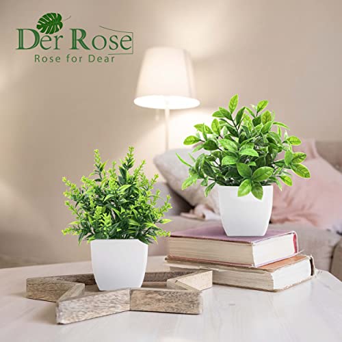 Der Rose 8 Packs Fake Plants Small Artificial Faux Potted Plants for Home Office Farmhouse Bathroom Bedroom Decor Indoor