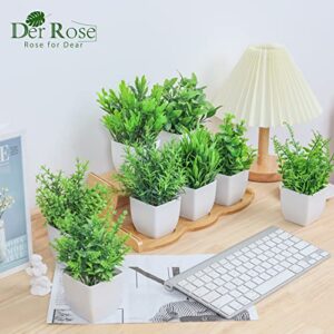 Der Rose 8 Packs Fake Plants Small Artificial Faux Potted Plants for Home Office Farmhouse Bathroom Bedroom Decor Indoor