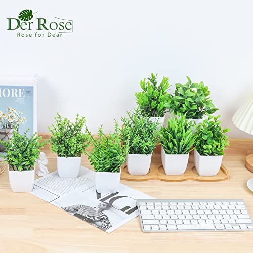 Der Rose 8 Packs Fake Plants Small Artificial Faux Potted Plants for Home Office Farmhouse Bathroom Bedroom Decor Indoor