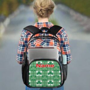 Herdesigns St Patricks Da Personalized Clear Backpack Plaid Lucky Clover Green Shamrocks Custom Large Clear Backpack Heavy Duty PVC Transparent Backpack with Reinforced Strap See Through Backpacks