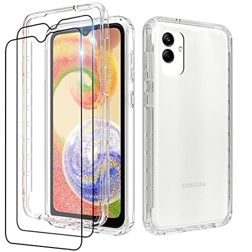 Dzxouui for Samsung Galaxy A04 Case, Samsung Galaxy A02 Case, Cute Crystal TPU Bumper Shockproof Protective Phone Case Cover with [2 Pack] Screen Protector, Clear