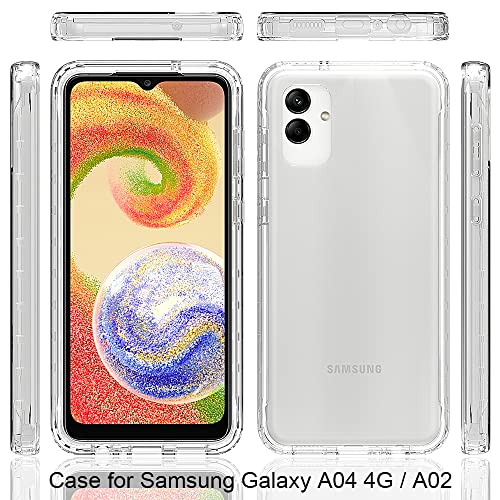 Dzxouui for Samsung Galaxy A04 Case, Samsung Galaxy A02 Case, Cute Crystal TPU Bumper Shockproof Protective Phone Case Cover with [2 Pack] Screen Protector, Clear