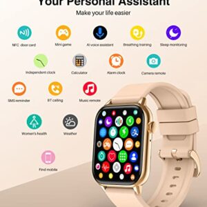 EGQINR Smart Watch (Answer/Make Call), 1.68" Fitness Tracker Smartwatch for Android iPhone with Blood Pressure Blood Oxygen Heart Rate Sleep Monitor Pedometer, IP67 Waterproof Smart Watches for Women