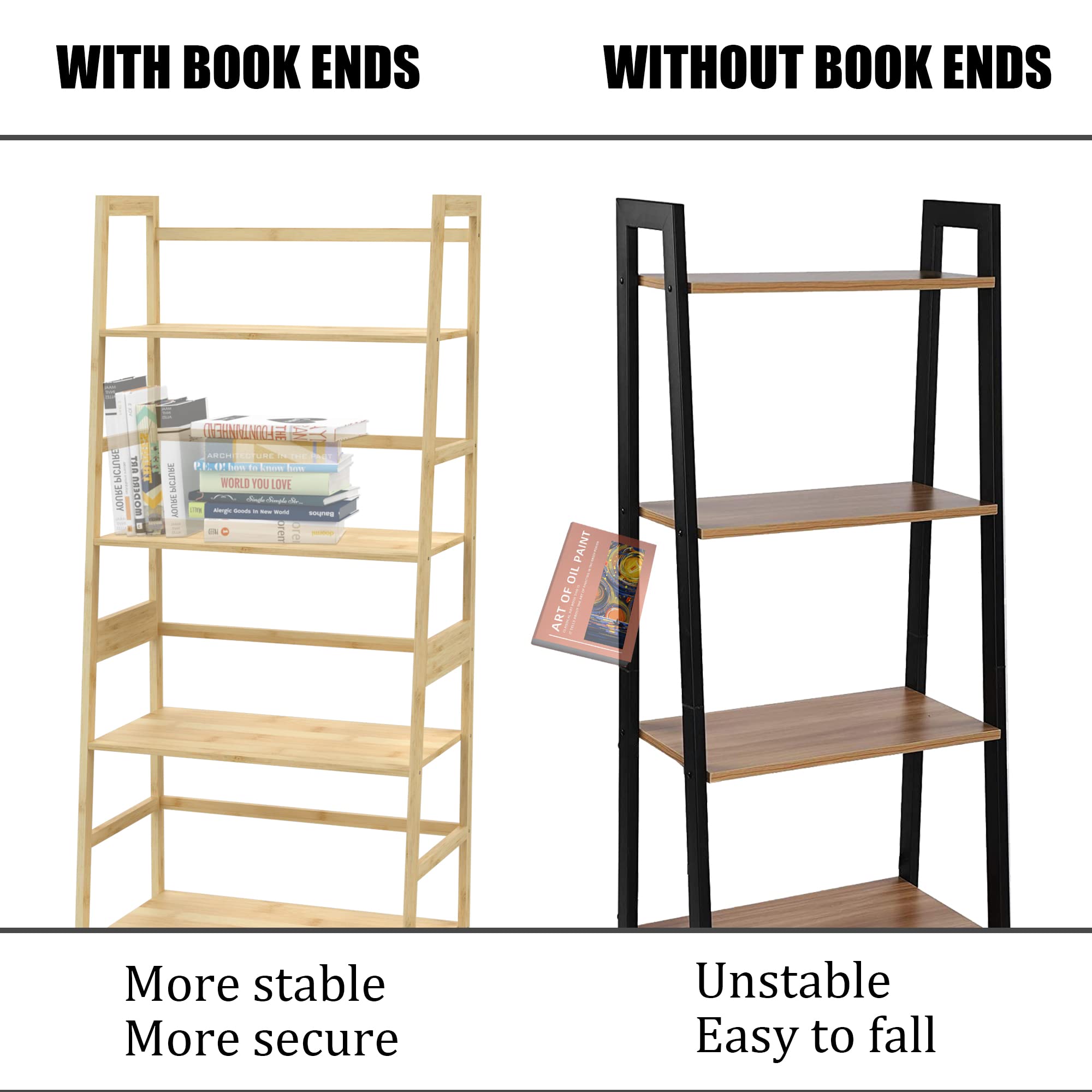 WTZ Bookshelf Book Shelf, Bookcase Storage Shelves Book case, Ladder Shelf for Bedroom, Living Room, Office MC-801(Natural)