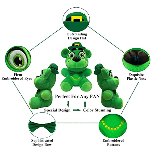 VNKVTL: Shamrock Freddy Plush - Freddys Plushies | Kids Toys Stuffed Animals - Toy Freddy Plush | Stuff Animals for Boys - Plush Birthday Gift for Kids | 7 Inches.