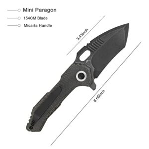 Kizer Mini Paragon 3.43 Inches Folding Knife 154CM Steel Pocket Knife Black Micarta Handle Outdoor Tools V4600C2