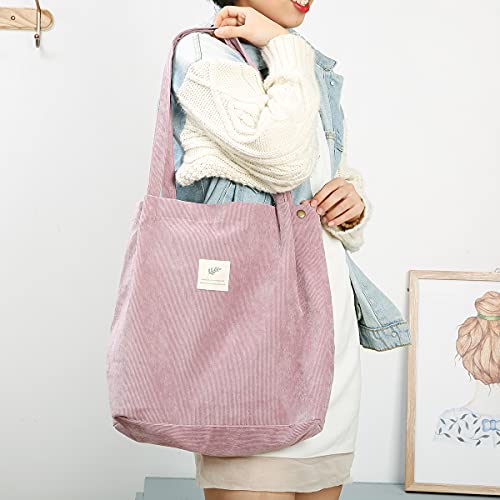 Suyfhdc Corduroy Tote Bag for Women-Gym Bag with Inner Pockets Big Capacity Casual Handbags for Work Shopping