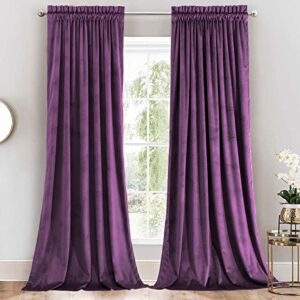 royal hotel bedding velvet blackout curtain panels top rod pocket heavyeight, solid panels soft velvet window drapes, set of 2 pieces, 63 inches long curtains, velvet purple