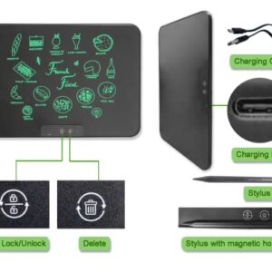 Huge LCD Writing Tablet 4 Adult & Kid, 22 Inch Standalone Bulletin & Message Board 4 Business & Home, Rechargeable Electronic Doodle & Drawing Pad with 2 Pens, Learning Toy, Holiday or Birthday Gift