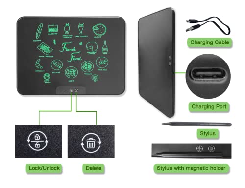 Huge LCD Writing Tablet 4 Adult & Kid, 22 Inch Standalone Bulletin & Message Board 4 Business & Home, Rechargeable Electronic Doodle & Drawing Pad with 2 Pens, Learning Toy, Holiday or Birthday Gift