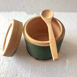 WellieSTR 2-Pack (L/Dia.10~11cm/H 13cm) Natural Bamboo Steamer Bowl Rice Basket Dessert Cup Bamboo Wine Glass for Asian Food,Dim Sum,Rice,Bamboo Wrapped Sticky Rice Steamer,Snack Tool,with Spoon