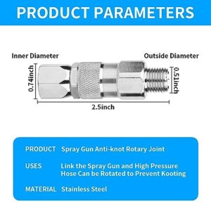 JXZSJ 1/4-Inch Stainless Steel Airless High Pressure Spray Gun Swivel Joint for Graco Paint Sprayers Spray Gun Hose Swivel Joint(2 Pack)