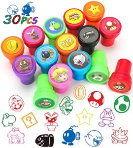 30pcs game themed stampers for kids, cartoon birthday party supplies favors decorations for game fans, goodie bag treat bag stuffers party gifts for boys girls classroom rewards prizes