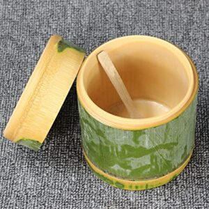 WellieSTR 2PCS (XXS/Dia.7~8cm/H 10cm) Natural Bamboo Steamer Bowl Rice Basket Dessert Cup Bamboo Wine Glass for Asian Food,Dim Sum,Rice,Bamboo Wrapped Sticky Rice Steamer,Snack Tool,with Spoon