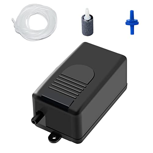 AQUANEAT Aquarium Air Pump for Small Fish Tank up to 10 Gallon, 50 GPH Hydroponic Oxygen Aerator, with Airline Tubing, Air Stone, Air Bubbler, Check Valve