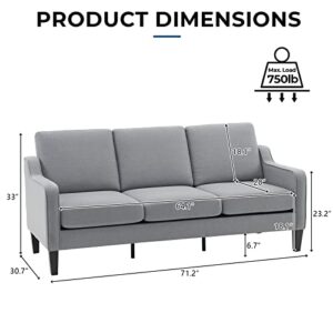 VINGLI Mid-Century Modern Sofa,71" Sofa Couch for Living Room,Small 3 Seater Loveseat Sofa for Small Space,Bedroom,Apartment,Studio