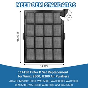 Filter B 114190 Replacement for Winix Air Purifier 9500 and U300 Filters, 3-in-1 Filtration System Includes Fine Pre-Filter, H13 True HEPA, and Activated Carbon, Black