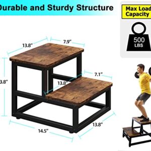 Step Stools for Adults, Bed Steps for High Beds,Kitchen Step Stool,Heavy Duty 2 Step Stool,Wide Wooden Step Stools for Kids, Step Stool for RV