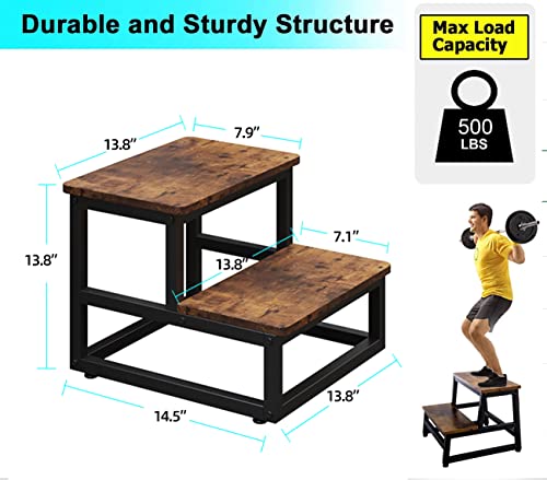 Step Stools for Adults, Bed Steps for High Beds,Kitchen Step Stool,Heavy Duty 2 Step Stool,Wide Wooden Step Stools for Kids, Step Stool for RV