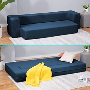 BALUS Folding Sofa Bed Queen Size, 8.6 Inch Floor Sofa Bed Couch Foldable, Memory Foam Futon Couch, Fold Out Sofa Bed Convertible Sleeper Sofa Bed for Living Room/Bedroom/Guest Room/Office