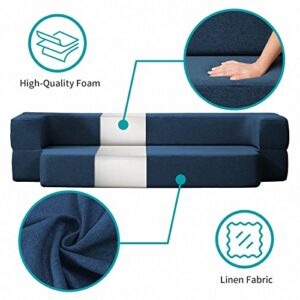 BALUS Folding Sofa Bed Queen Size, 8.6 Inch Floor Sofa Bed Couch Foldable, Memory Foam Futon Couch, Fold Out Sofa Bed Convertible Sleeper Sofa Bed for Living Room/Bedroom/Guest Room/Office