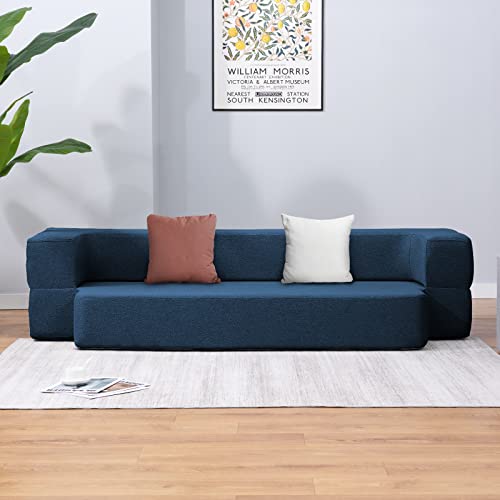 BALUS Folding Sofa Bed Queen Size, 8.6 Inch Floor Sofa Bed Couch Foldable, Memory Foam Futon Couch, Fold Out Sofa Bed Convertible Sleeper Sofa Bed for Living Room/Bedroom/Guest Room/Office