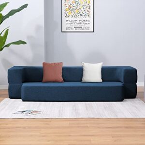 BALUS Twin Folding Sofa Bed, 8.6 Inch Floor Sofa Bed Foldable Couch, Memory Foam Futon Couch, Fold Out Sofa Bed Convertible Sleeper Sofa Bed for Living Room/Bedroom/Guest Room/Office