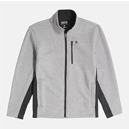 IZOD Men's Advantage Performance Full Zip Fleece Jacket, Light Grey Heather, XX-Large