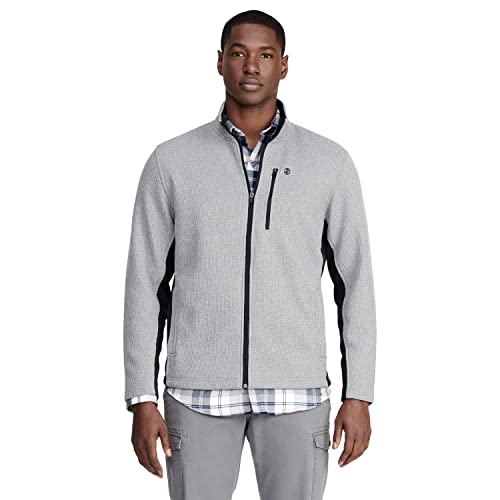 IZOD Men's Advantage Performance Full Zip Fleece Jacket, Light Grey Heather, XX-Large