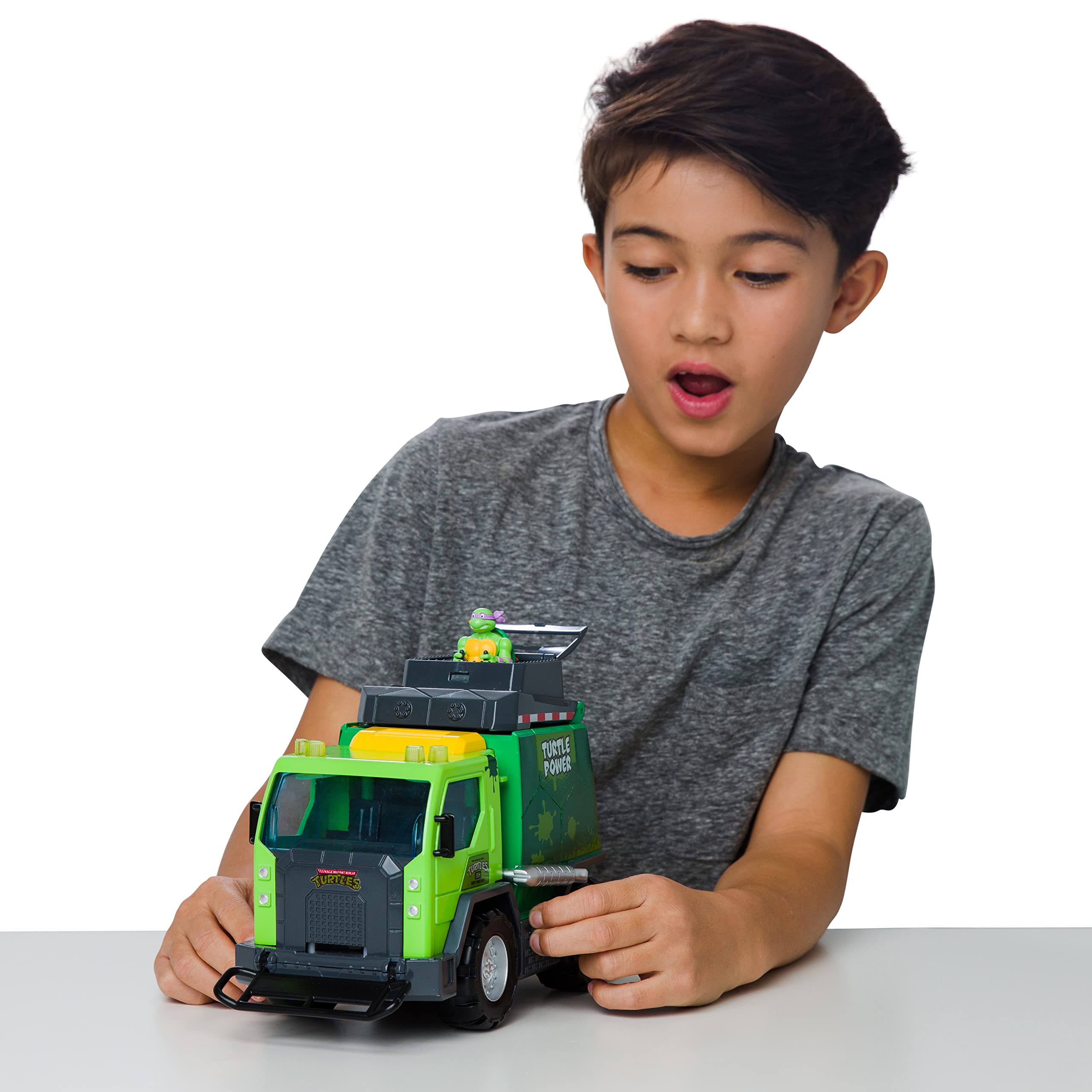 Teenage Mutant Ninja Turtles Thrash N' Battle Garbage Truck, Lights and Sounds, Ages 3+,Yellow