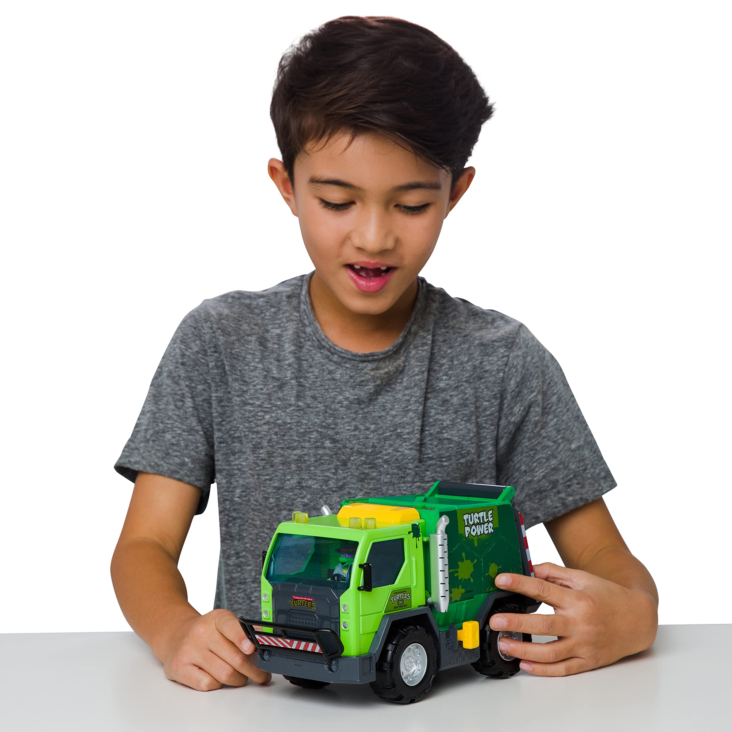 Teenage Mutant Ninja Turtles Thrash N' Battle Garbage Truck, Lights and Sounds, Ages 3+,Yellow