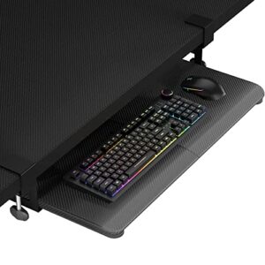 bontec keyboard tray gaming under desk colored carbon fiber, pull out keyboard & mouse tray with c clamp, 25.6“x 11.8“ steady slide-out computer drawer for typing, perfect for home or office, black