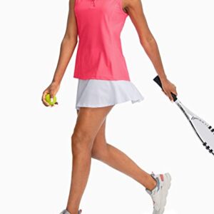 G Gradual Women's Sleeveless Golf Polo Shirts Tennis Quick Dry Collared Tank Tops V-Neck Polos for Women(Watermelon,XL)