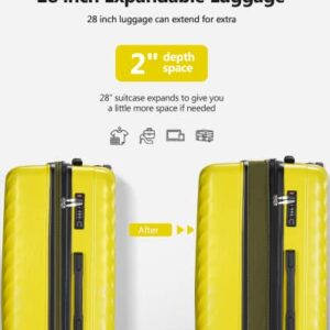 SunnyTour Luggage Sets Expandable ABS + PC Hardside Spinner Suitcase Sets 3 Piece with TSA Lock Double Wheels, Yellow