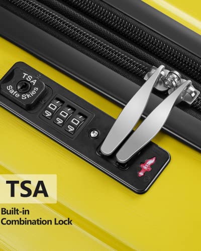 SunnyTour Luggage Sets Expandable ABS + PC Hardside Spinner Suitcase Sets 3 Piece with TSA Lock Double Wheels, Yellow