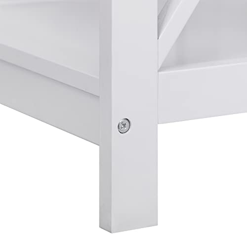 ZENY End Table, Sofa Side End Storage Shelf, Versatile X-Design Wooden Side Table, Living Room, Bedroom, Office Furniture, White