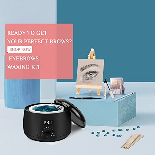 Waxing Kit, Digital Wax Warmer Kit for Coarse Fine Hair Removal, Home Wax Kit with Unique Formulas Hard Wax Beads for Eyebrow Facial Bikini Brazilian Legs Full Body Waxing