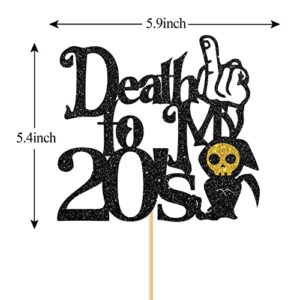 MonMon & Craft Death to My 20's Cake Topper / 30th Birthday Cake Decor / Rip Twenties / Thirty Birthday Party Decorations - Black Glitter