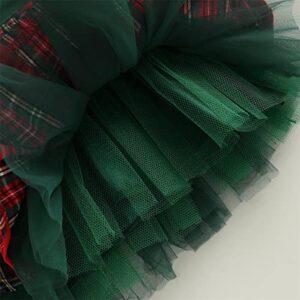 Toddler Christmas Dress Baby Girl Red Plaid Dresses and Green Tutu Xmas Outfit with Ruffle Princess Bowknot (Vintage Red Green,4-5T)