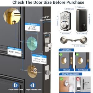 Veise Fingerprint Door Lock with 2 Lever Handles - Keyless Entry Door Lock, Electronic Keypad Deadbolt & Front Door Lock Handle Sets, Auto Lock & 1 Touch Locking, Easy Installation, Satin Nickel