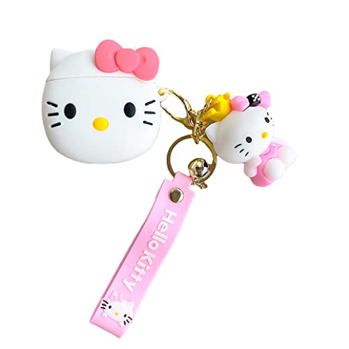 Airpod Pro Case Soft Silicone Cute Cartoon Kawaii Funny Fashion Case, Matching Cartoon Keychain,Fits Girls Teen Cover, Compatible with Airpod Pro. (PRO cat Pendant Pink)