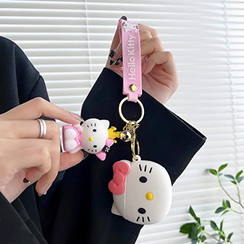 Airpod Pro Case Soft Silicone Cute Cartoon Kawaii Funny Fashion Case, Matching Cartoon Keychain,Fits Girls Teen Cover, Compatible with Airpod Pro. (PRO cat Pendant Pink)